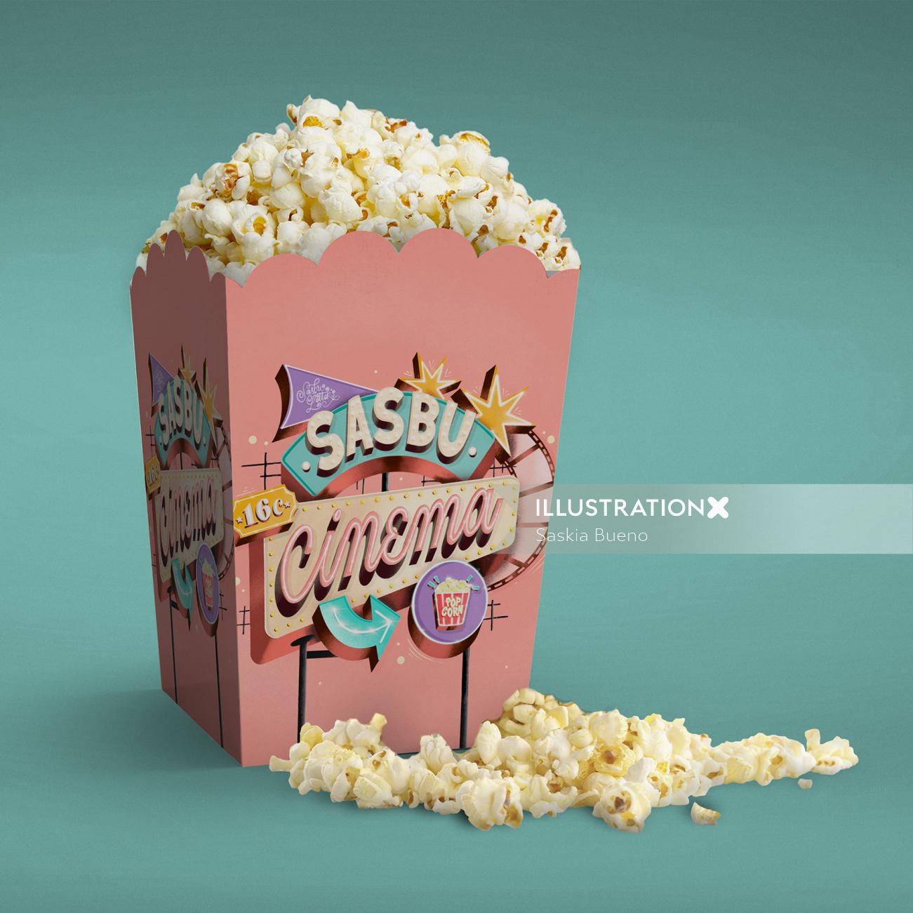 Popcorn Box Illustration By Saskia Bueno